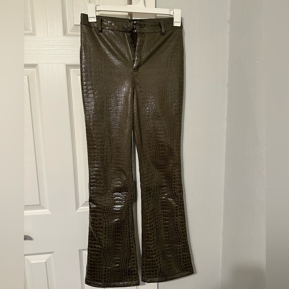 Pants & Jumpsuits | Flareleg Snake Print Leather Pants | Poshmark